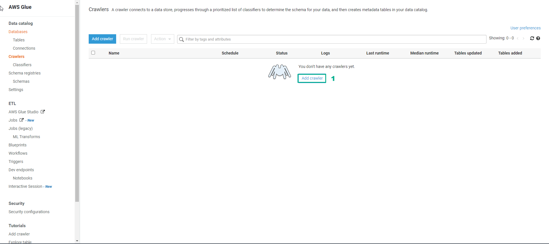Creating Glue Crawler :: AWS System Manager